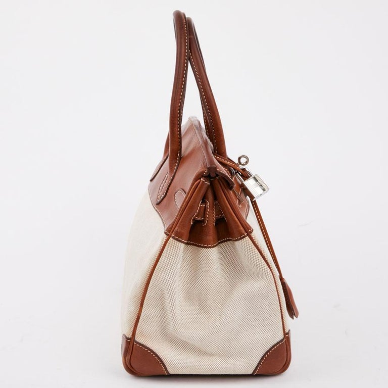 HERMES Birkin 30 Bag In Beige Canvas And Barenia Calfskin at 1stDibs ...