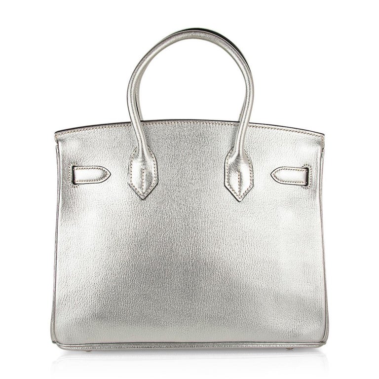 Hermes Birkin 30 Bag Silver Metallic Chevre Palladium Hardware Limited ...
