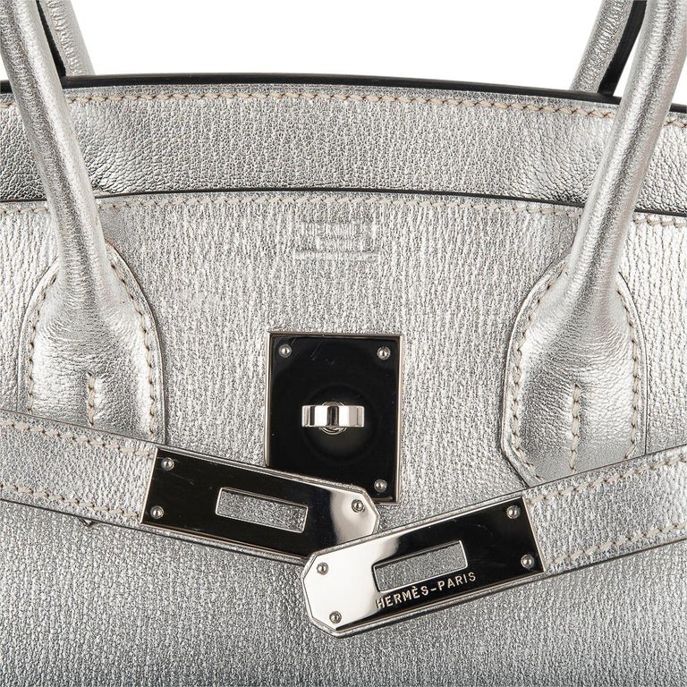 Hermes Birkin 30 Bag Silver Metallic Chevre Palladium Hardware Limited ...