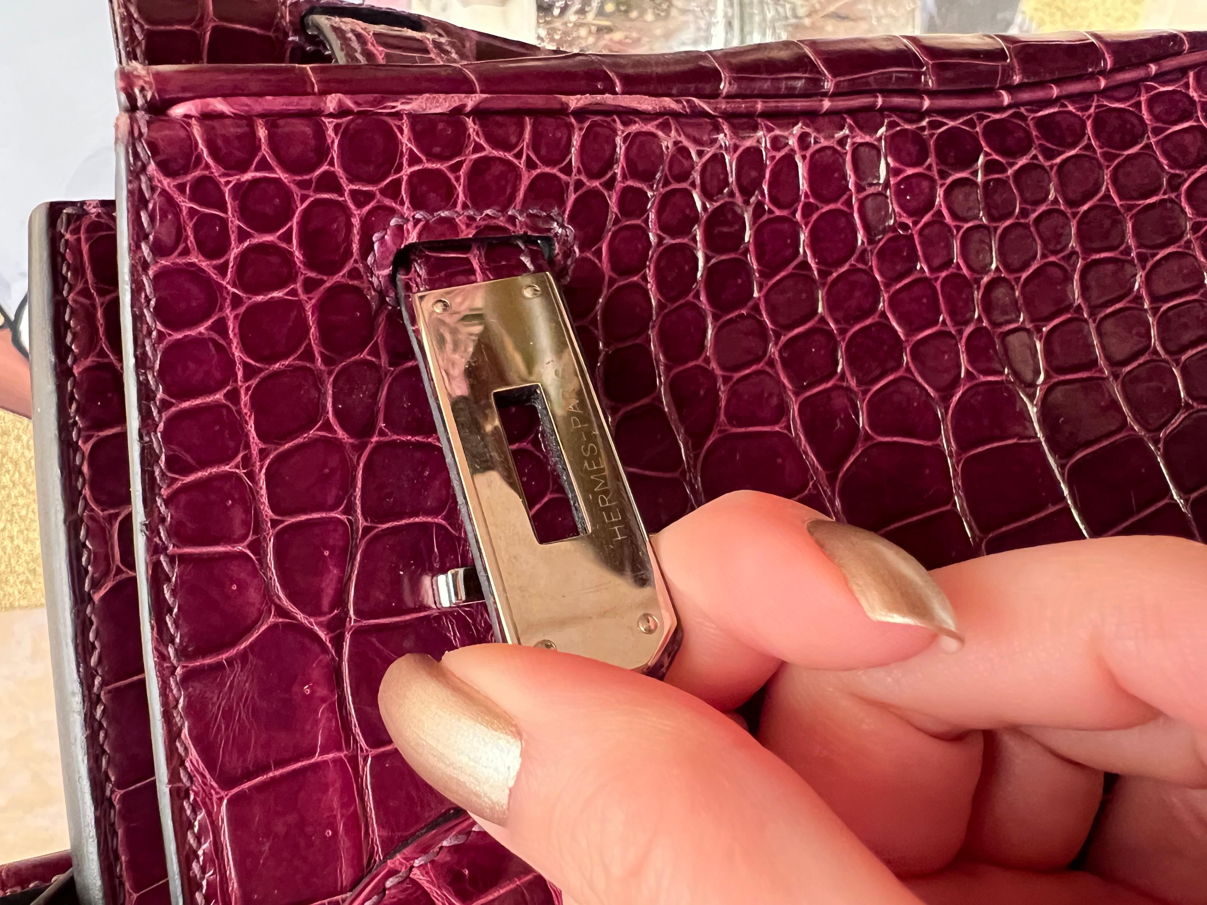 Hermes Birkin 30 Crocodile Porosus Purple bag For Sale at 1stDibs