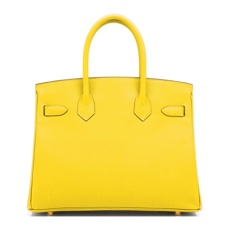 Hermes Birkin 30 Lime Fluo Yellow Epsom Gold Hardware Bag RARE Y Stamp ...