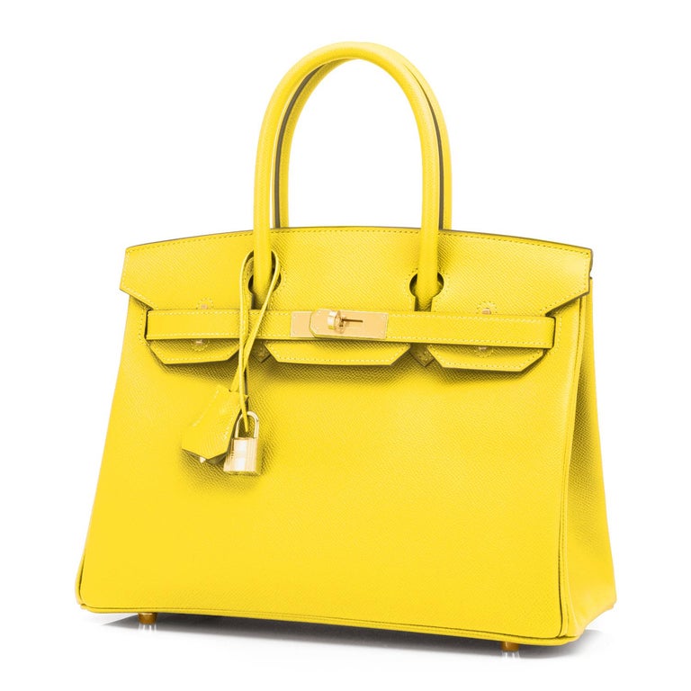 Hermes Birkin 30 Lime Fluo Yellow Epsom Gold Hardware Bag RARE Y Stamp ...