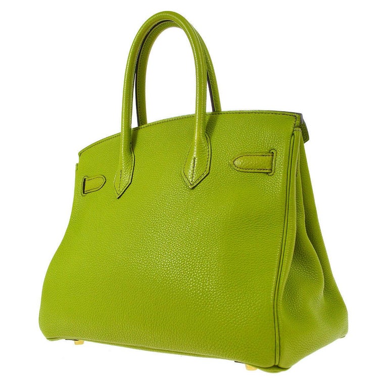 Hermes Birkin 30 Lime Green Leather Silver Top Handle Satchel Tote Bag ...