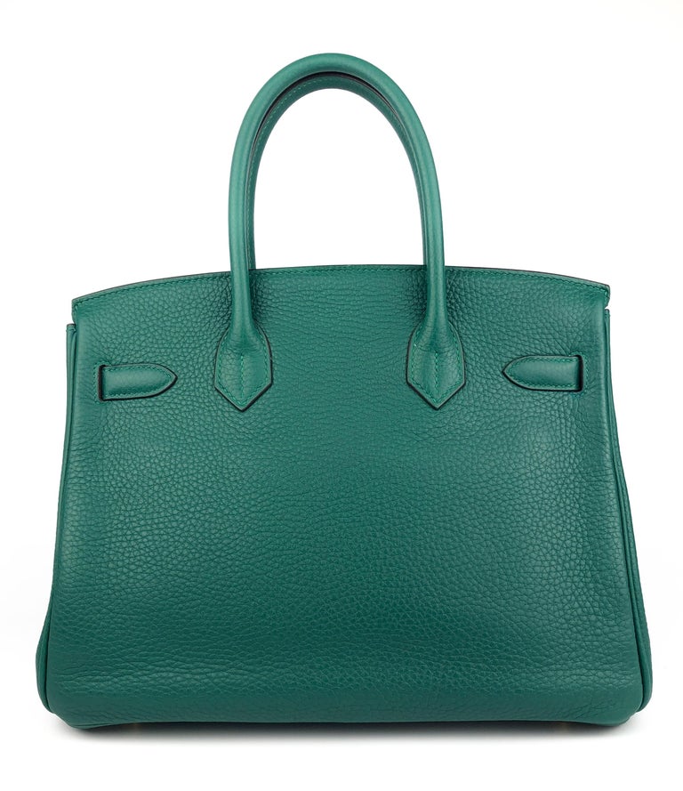 Hermes Birkin 30 Malachite Green Leather Gold Hardware at 1stDibs