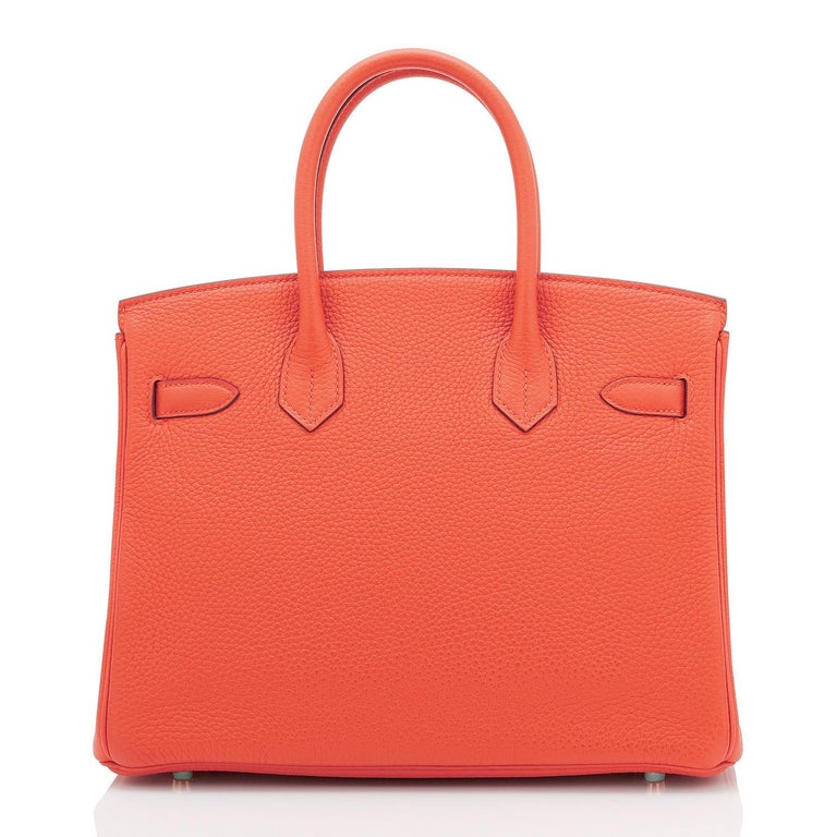 Hermes Birkin 30 Orange Poppy Verso Bi-Color Blush VIP Bag U Stamp ...