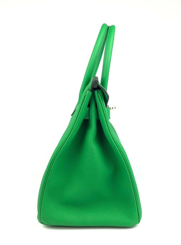 Hermes Birkin 30 Verso Bamboo Green Caramel Togo Leather Palladium ...