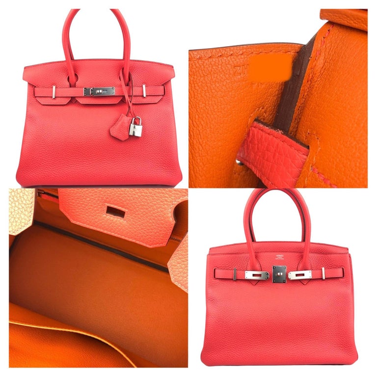 Hermes Birkin 30 Verso Rose Mexico Orange Palladium Hardware New 2021 ...