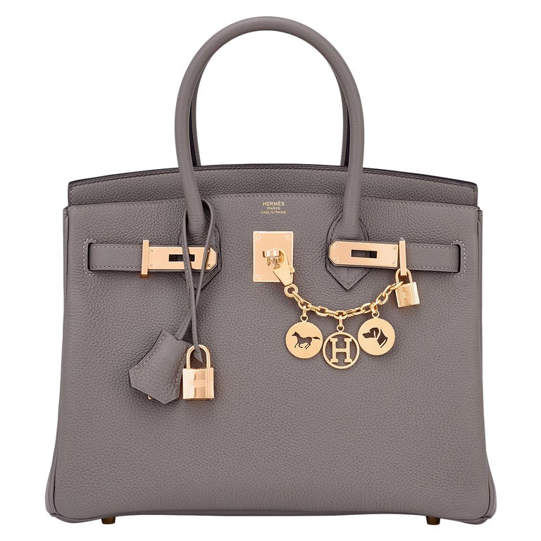 Hermes Birkin 30cm Etain Rose Gold Tin Grey Togo Bag Z Stamp, 2021 at 1stDibs