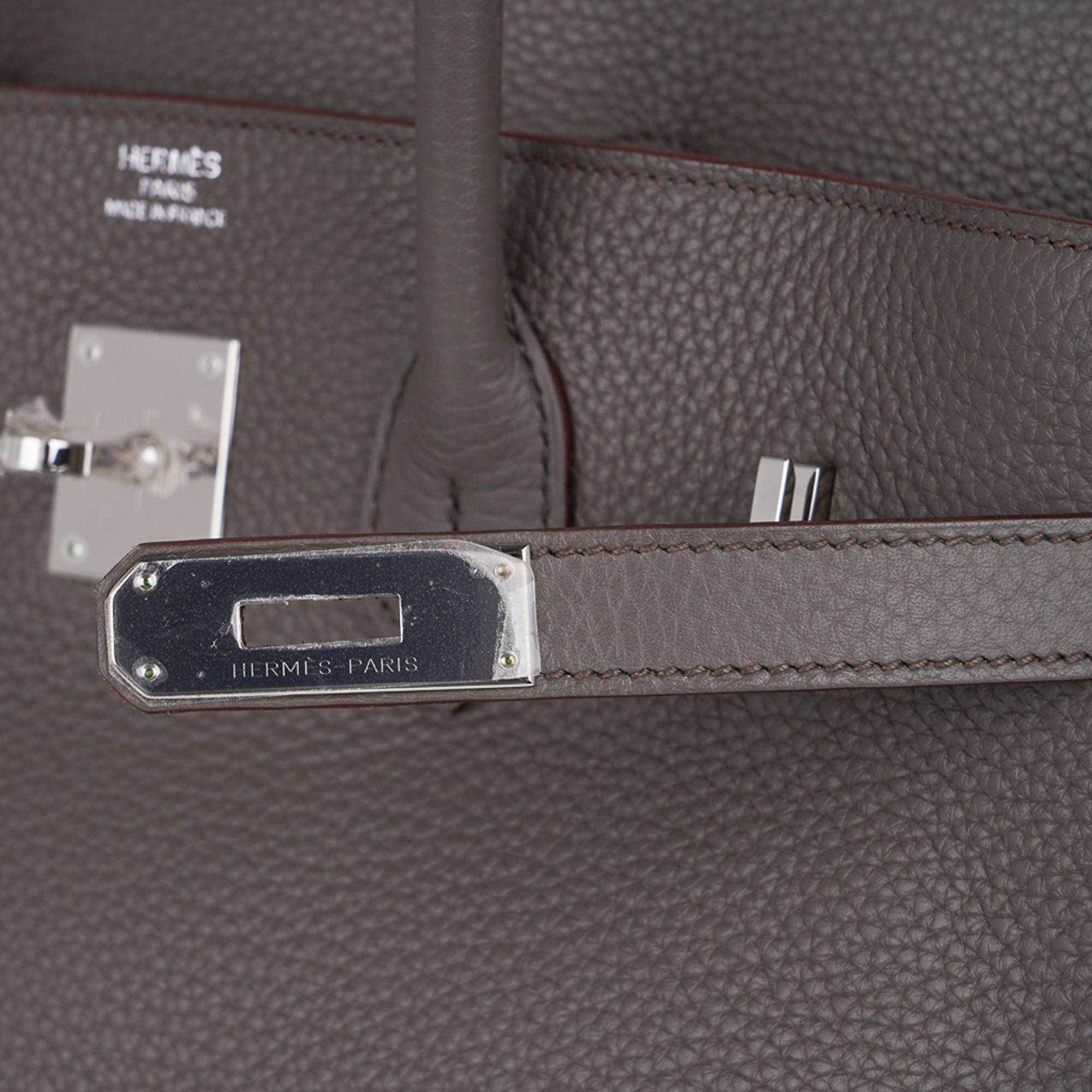 Hermes Birkin 35 Etain Gray Bag Palladium Hardware Clemence Leather For ...