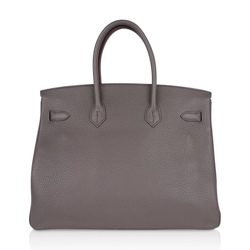Hermes Birkin 35 Etain Gray Bag Palladium Hardware Clemence Leather For ...