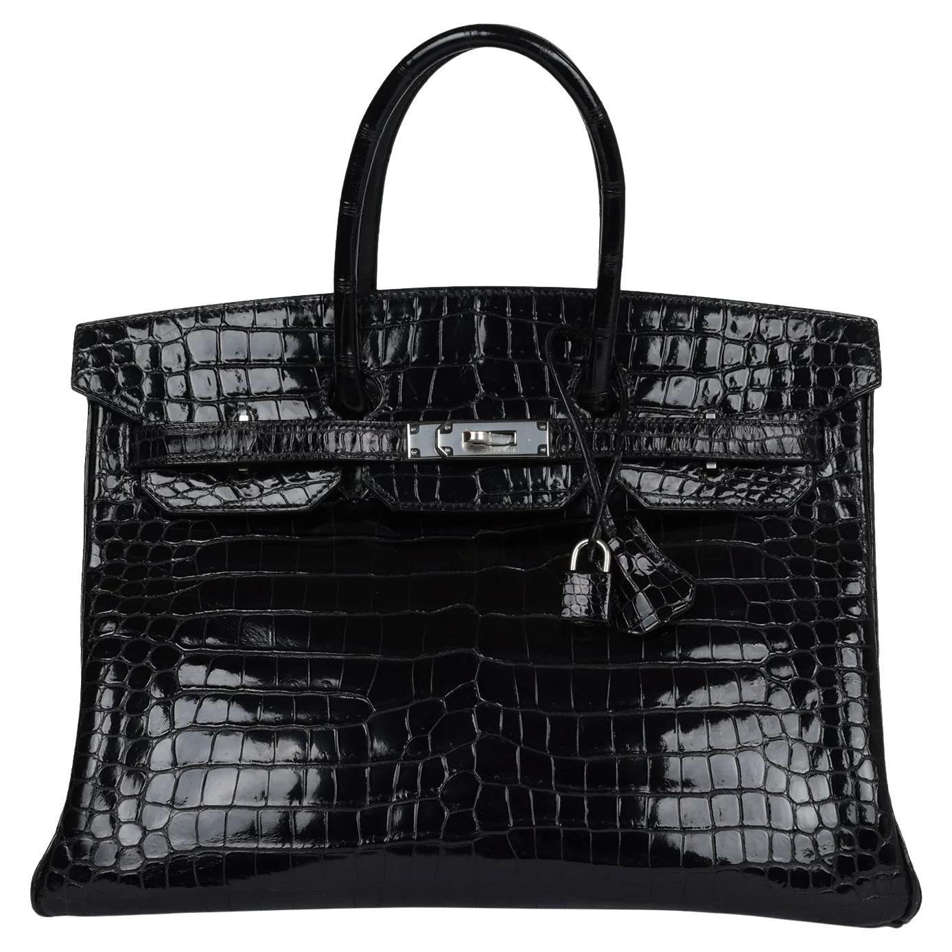 Hermès Birkin 25 Noir Black Lizard Lisse Exotic with Palladium Hardware ...