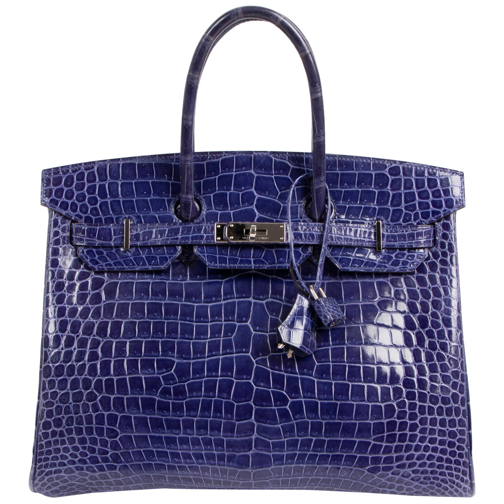 Hermes "Berline 21" Veau Two Leathers Blue Color PHW at 1stDibs