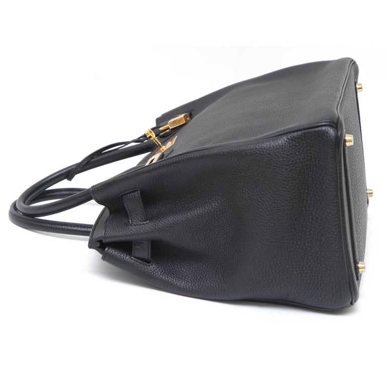 HERMES Birkin 35 cm Black Togo Leather Bag Gold Plated Tote For Sale at ...