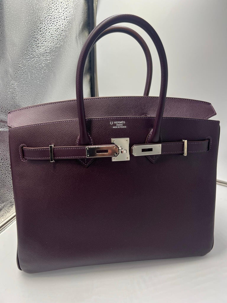 Hermes Birkin 35 Epsom special order Purple palladium hardware For Sale ...