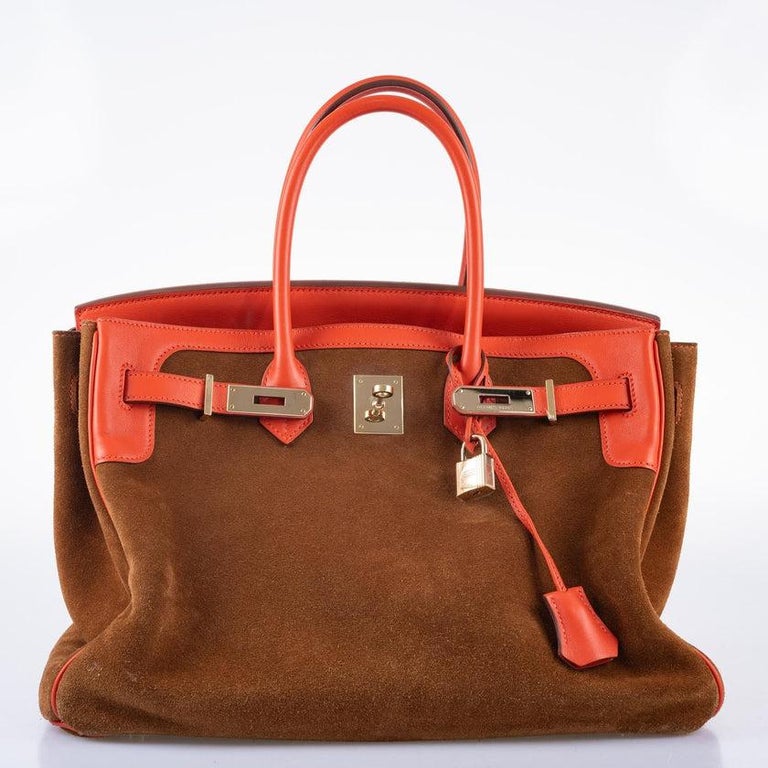 Hermès Birkin 35 Fauve Grizzly Suede and Capucine Evercolor Bag For ...