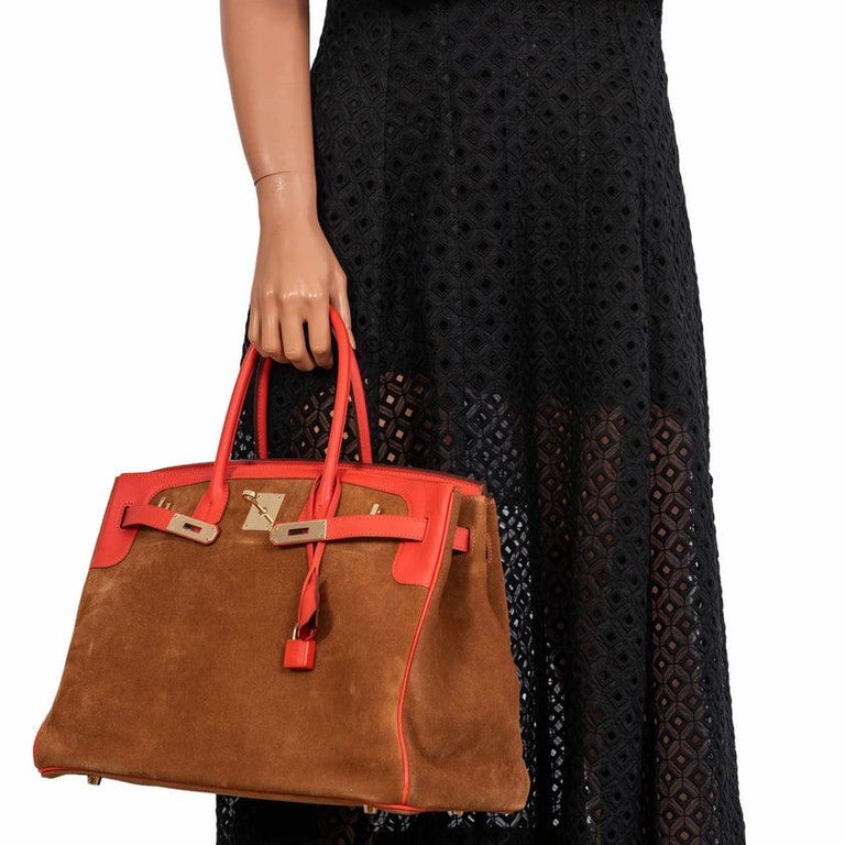 Hermès Birkin 35 Fauve Grizzly Suede and Capucine Evercolor Bag For ...