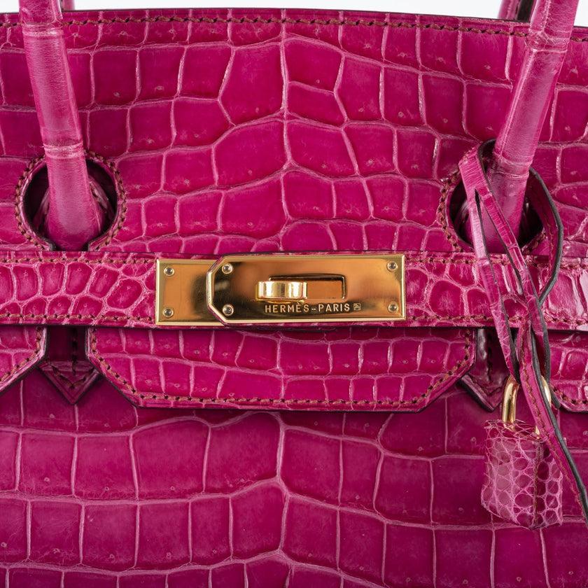 Hermès Birkin 35 Fuchsia Porosus Crocodile with Gold Hardware Bag For ...