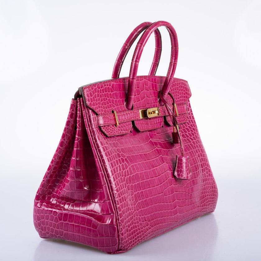 Hermès Birkin 35 Fuchsia Porosus Crocodile with Gold Hardware Bag For ...