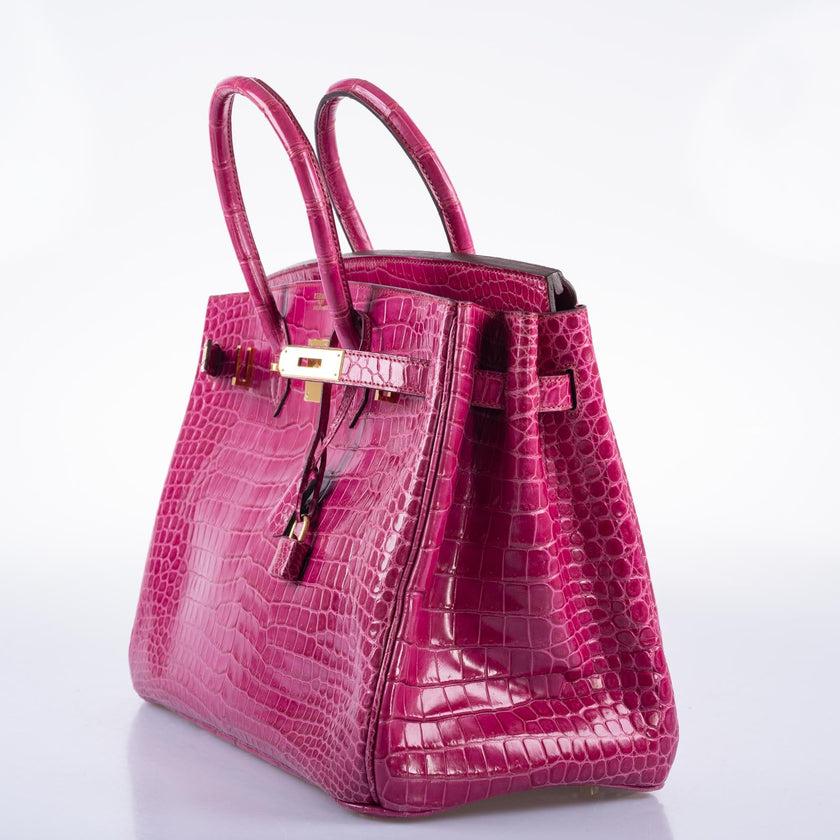 Hermès Birkin 35 Fuchsia Porosus Crocodile with Gold Hardware Bag For ...