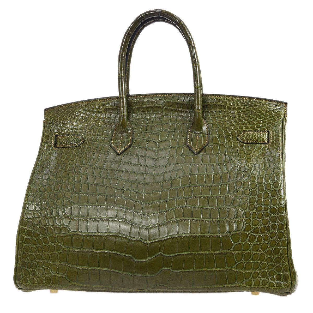HERMES BIRKIN 35 Green Exotic Porosus Crocodile Gold Top Handle Tote ...