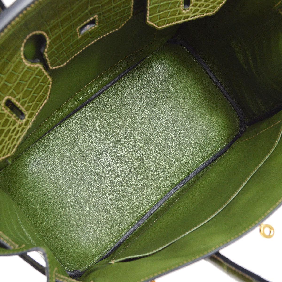 HERMES BIRKIN 35 Green Exotic Porosus Crocodile Gold Top Handle Tote ...