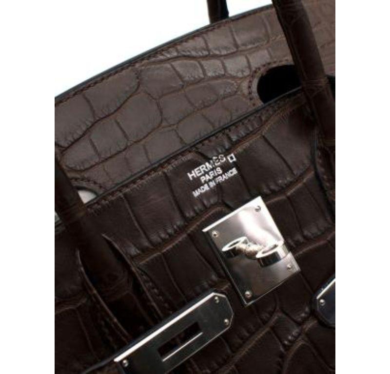 Hermes Birkin 35 Matte Gris Elephant Alligator PHW For Sale at 1stDibs