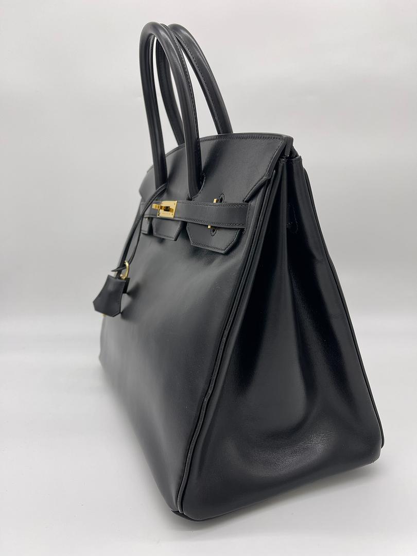 Hermes Birkin 35 Noir Box Leather Gold Hardware For Sale at 1stDibs