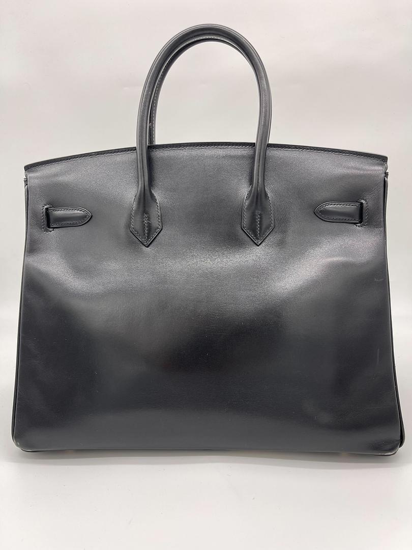 Hermes Birkin 35 Noir Box Leather Gold Hardware For Sale at 1stDibs