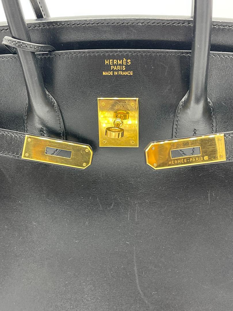Hermes Birkin 35 Noir Box Leather Gold Hardware For Sale at 1stDibs