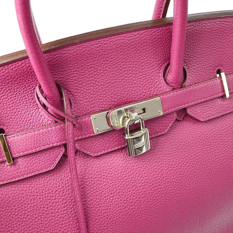 Hermes Birkin 35 Pink Palladium Silver CarryAll Satchel Tote Shoulder ...