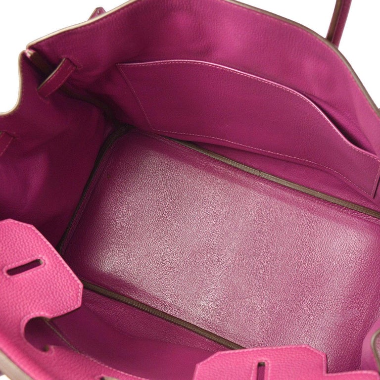 Hermes Birkin 35 Pink Palladium Silver CarryAll Satchel Tote Shoulder ...