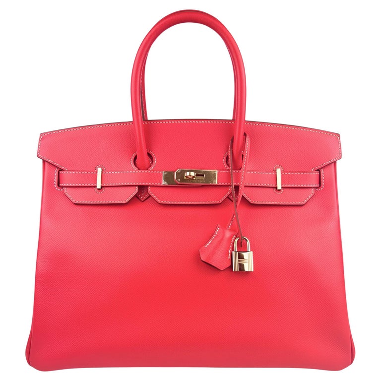 Hermes Birkin 35 Rose Jaipur Pink Red Gold Interior Sweets Gold ...