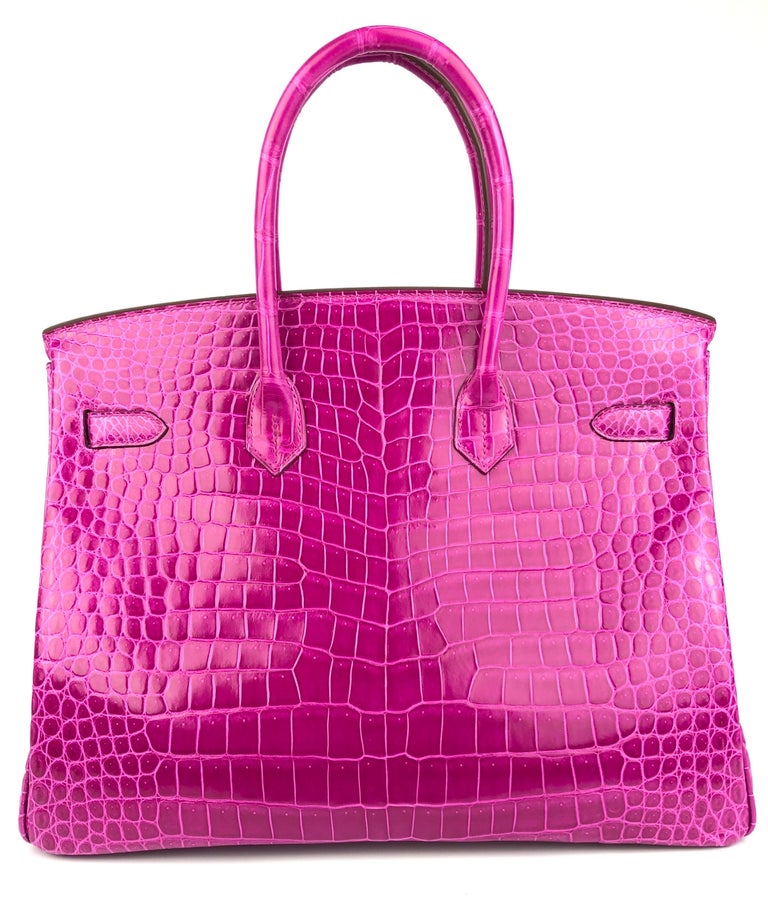 Hermes Birkin 35 Rose Scheherazade Pink Shiny Porosus Crocodile Gold ...