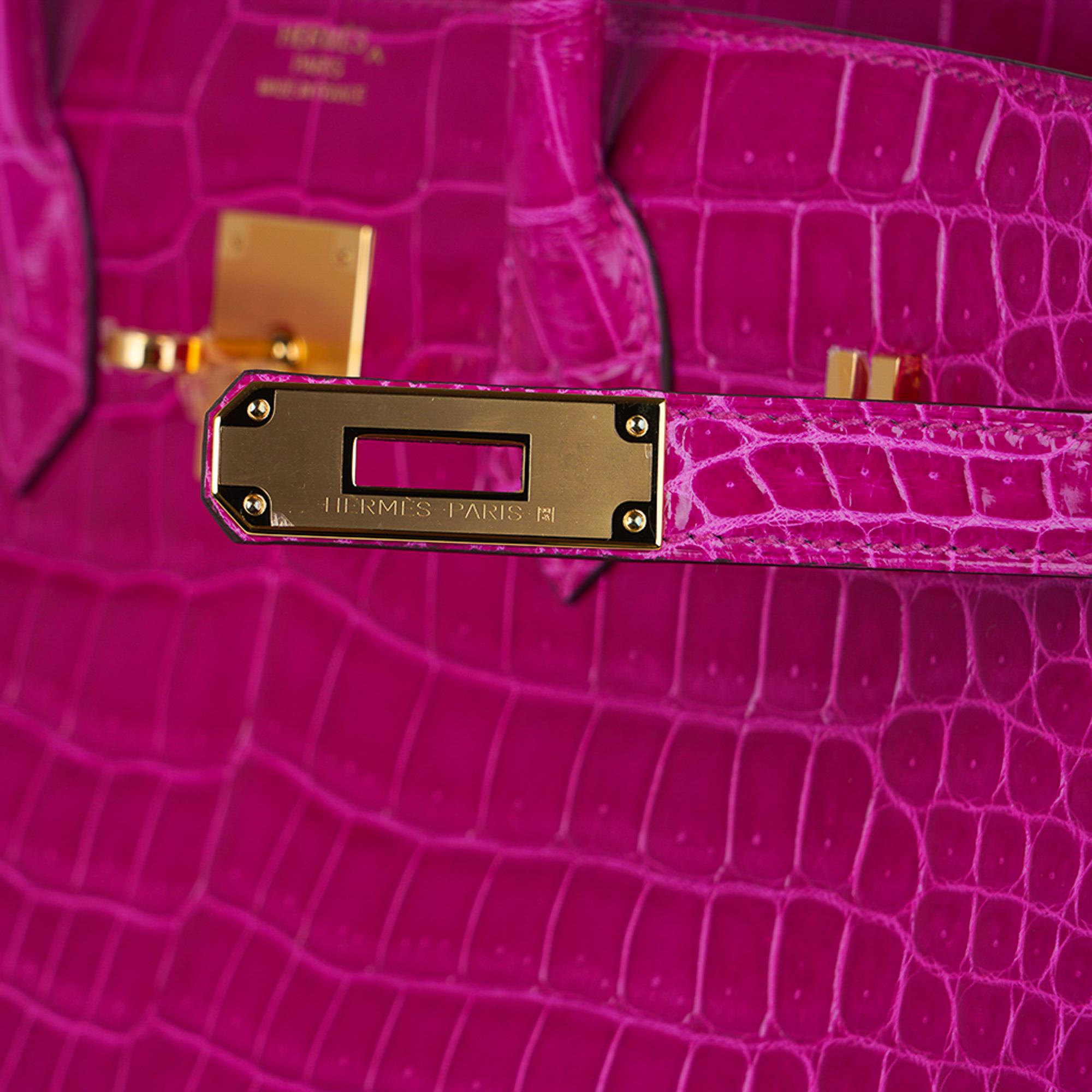 Hermes Birkin 35 Rose Scheherazade Porosus Crocodile Bag Gold Hardware ...
