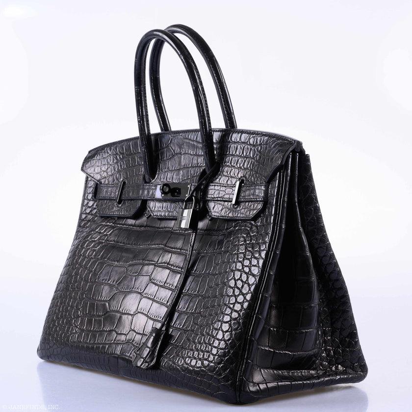 Hermès Birkin 35 SO BLACK Matte Alligator PVD Hardware For Sale at 1stDibs