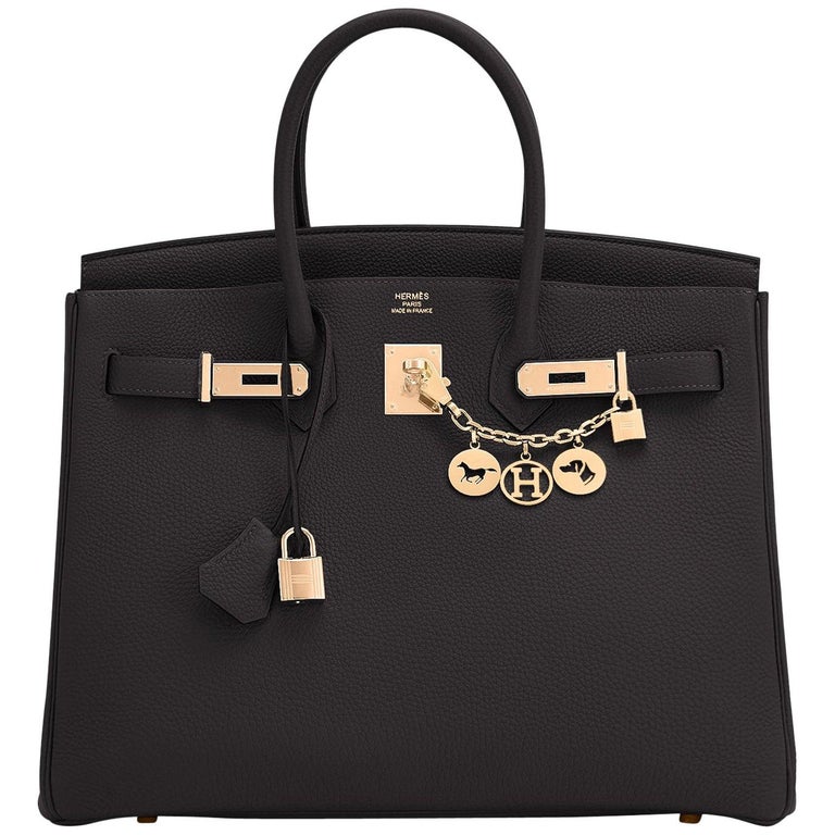 Hermes Birkin 35cm Black Rose Gold Hardware Togo Bag Z Stamp, 2021 at ...