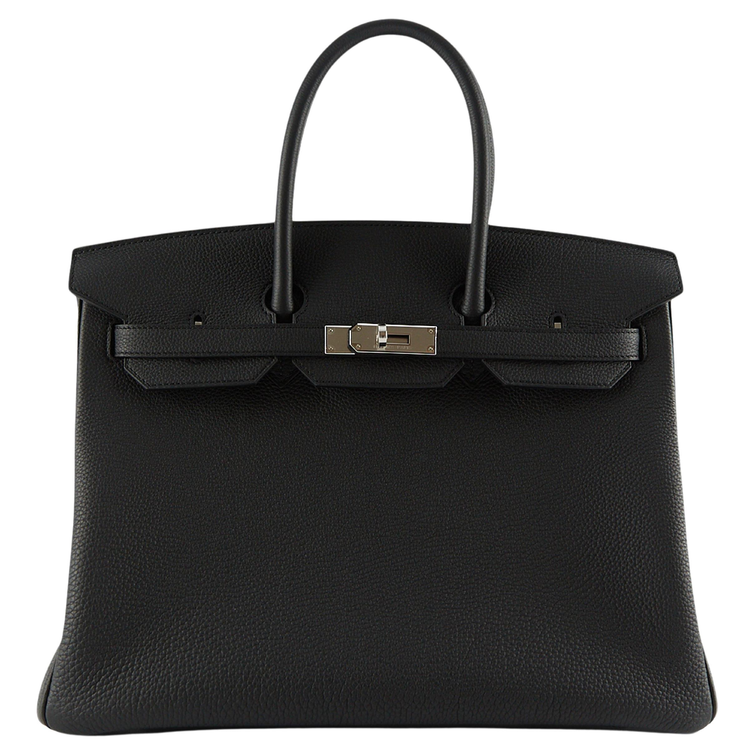 HERMÈS BIRKIN 35CM BLACK Togo Leather with Palladium Hardware For Sale ...