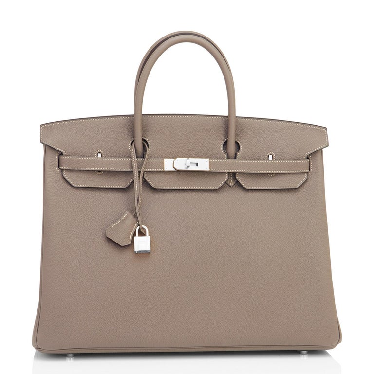 Hermes Birkin 40cm Etoupe Togo Palladium Birkin Bag NEW RARE at 1stDibs