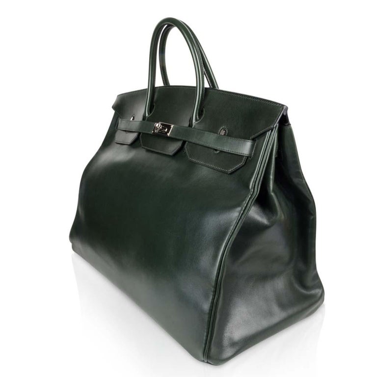 Hermes Birkin 50 Bag Travel Tote Dark Green Palladium Very Rare at ...