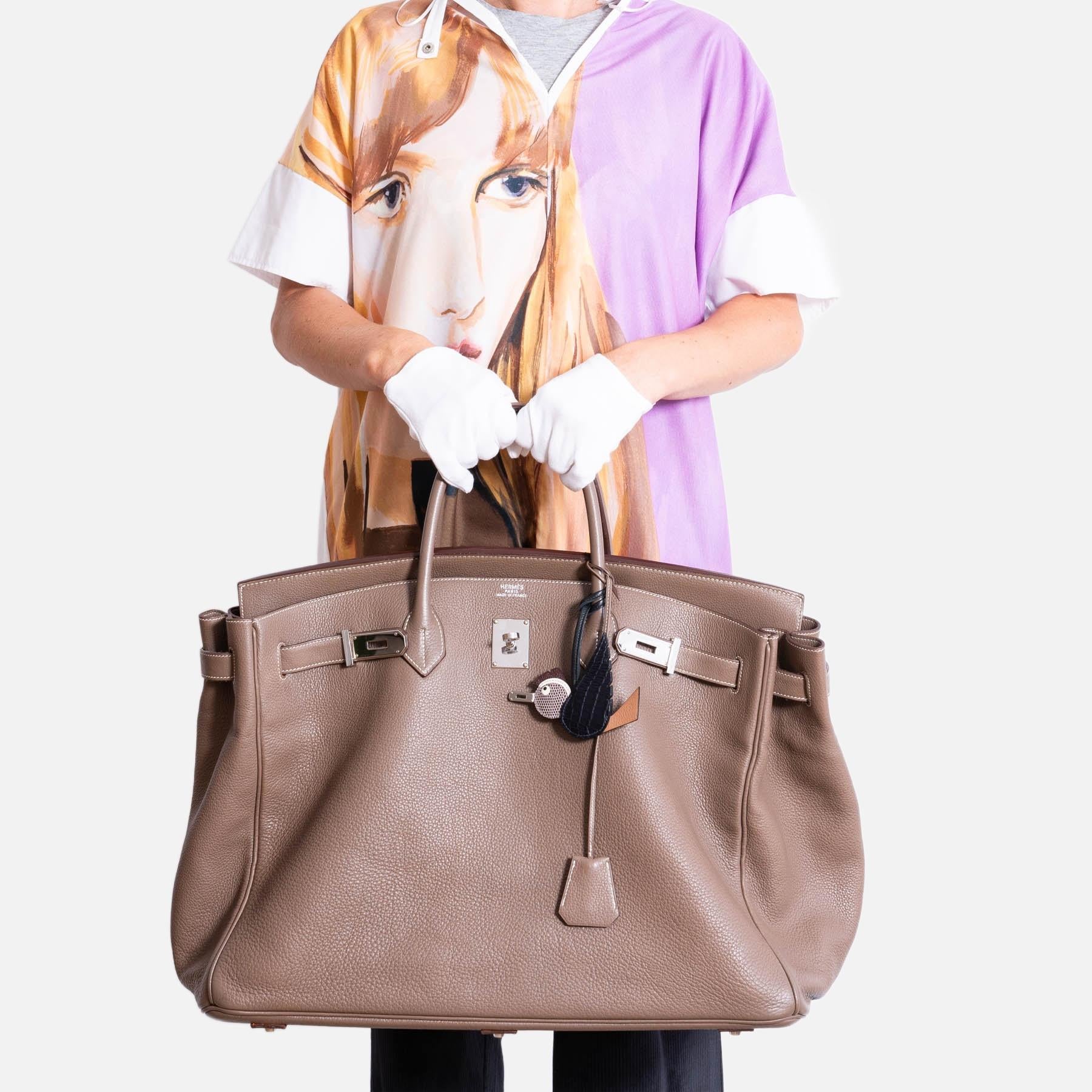 Hermès Birkin 50 Voyage Etoupe Clemence Palladium Hardware For Sale at ...