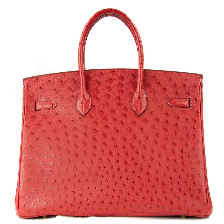 Hermes Birkin Bag 35cm Rouge VIF Ostrich GHW For Sale at 1stDibs
