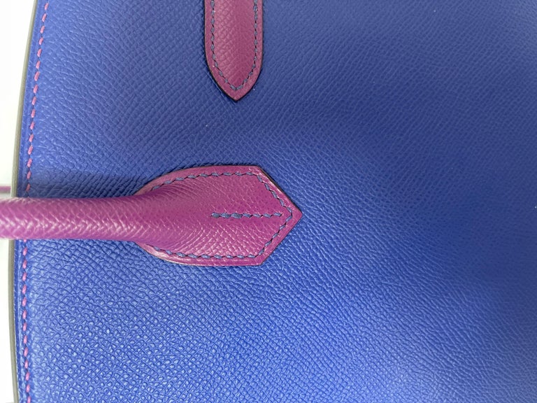 Hermes Birkin Bag HSS 2 Tone Anemone Blue Electric Brush Gold at ...