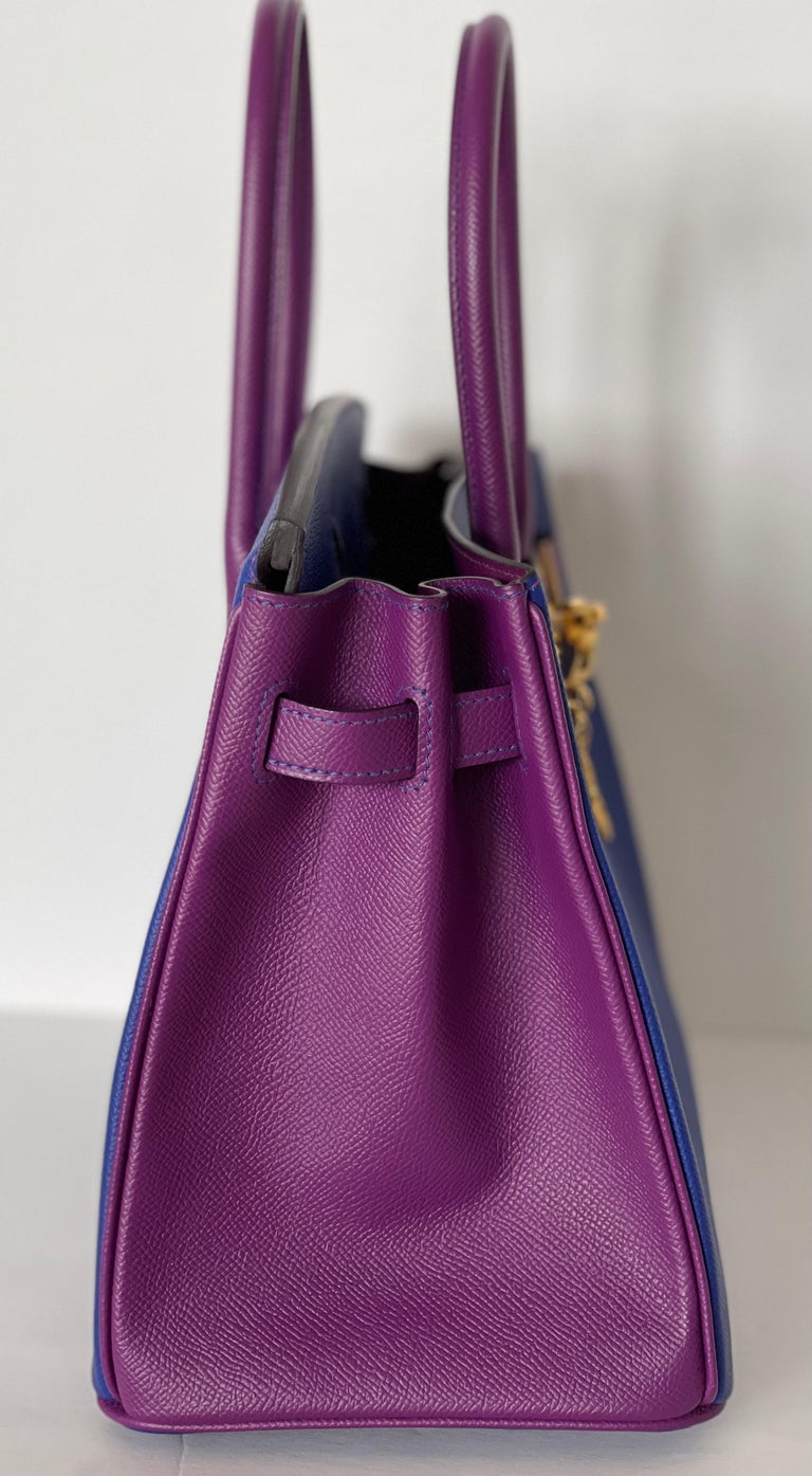 Hermes Birkin Bag HSS 2 Tone Anemone Blue Electric Brush Gold at ...