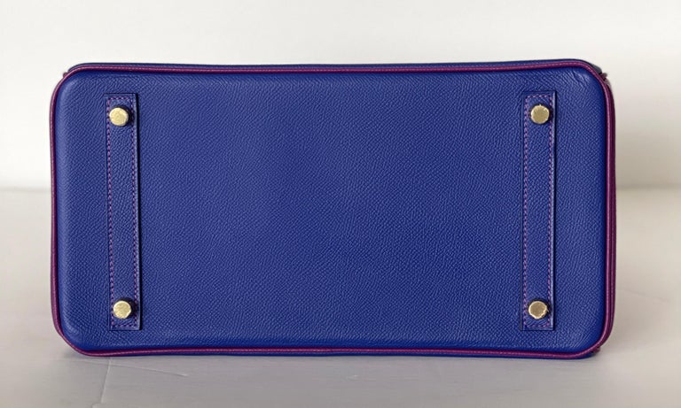 Hermes Birkin Bag HSS 2 Tone Anemone Blue Electric Brush Gold at ...