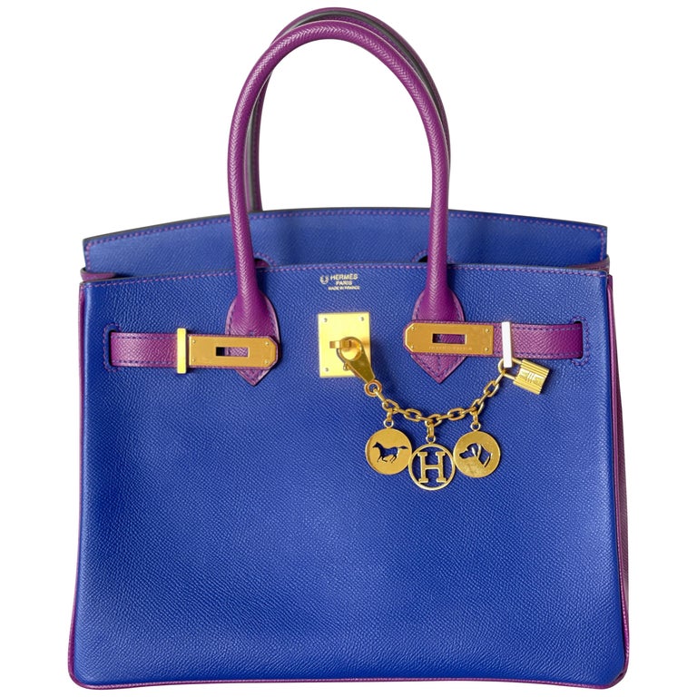 Hermes Birkin Bag HSS 2 Tone Anemone Blue Electric Brush Gold at ...