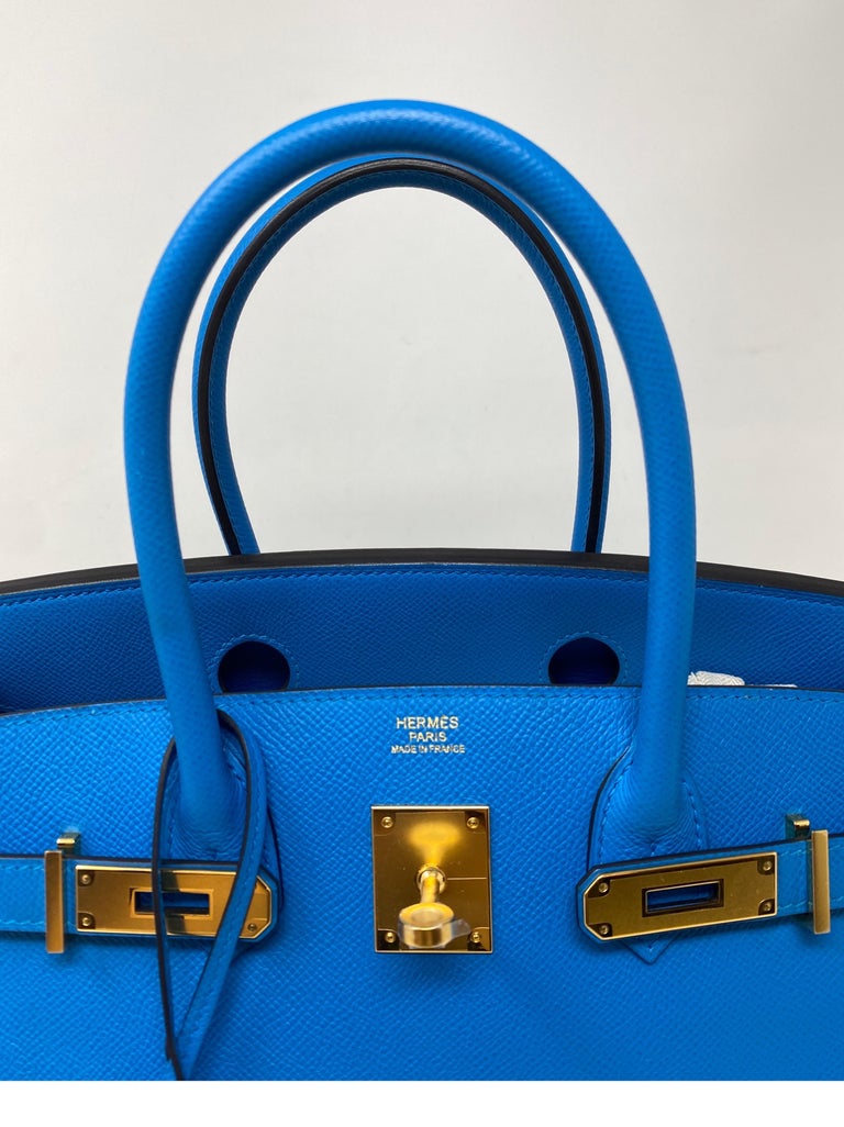 Hermes Birkin Blue Zanzibar 30 Bag at 1stDibs