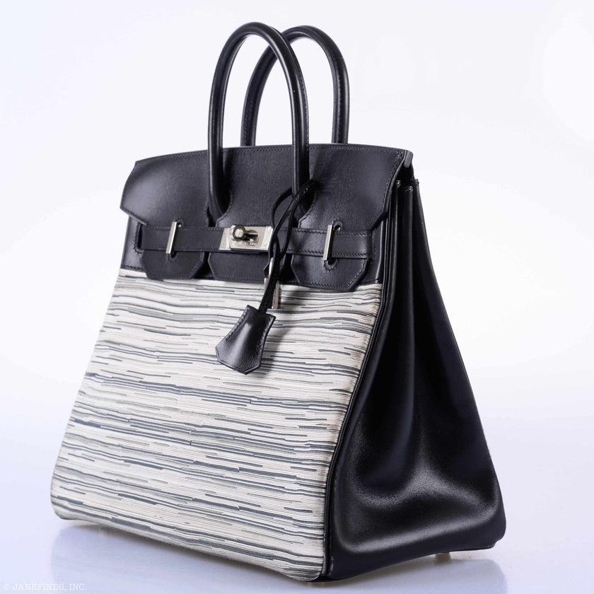 Hermès Birkin HAC 32 Black Box and Vibrato Leather Palladium Hardware ...