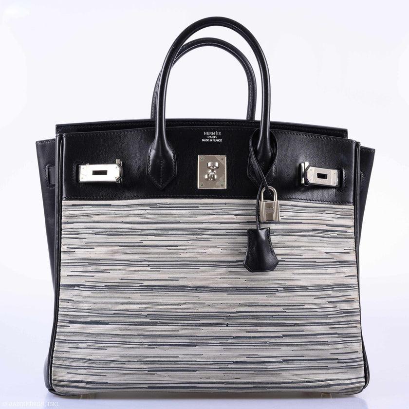 Hermès Birkin HAC 32 Black Box and Vibrato Leather Palladium Hardware ...