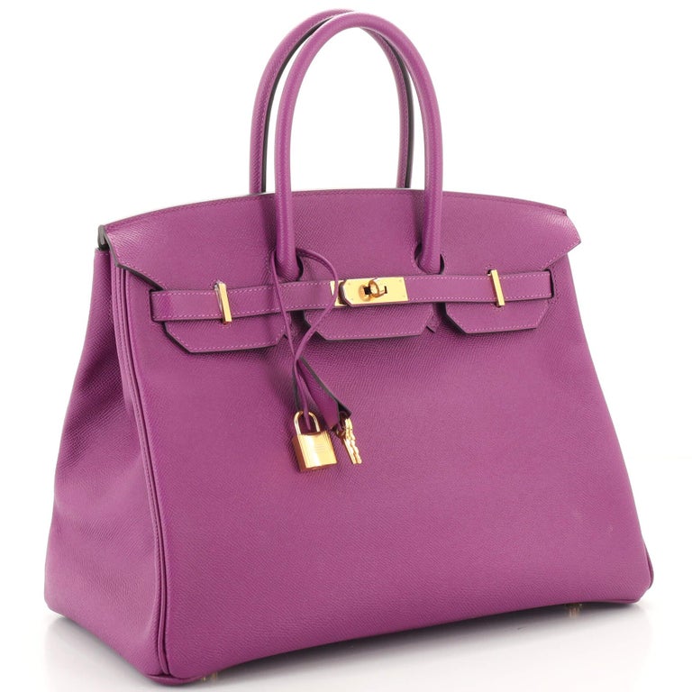 Hermes Birkin Handbag Anemone Epsom with Gold Hardware 35 For Sale at ...