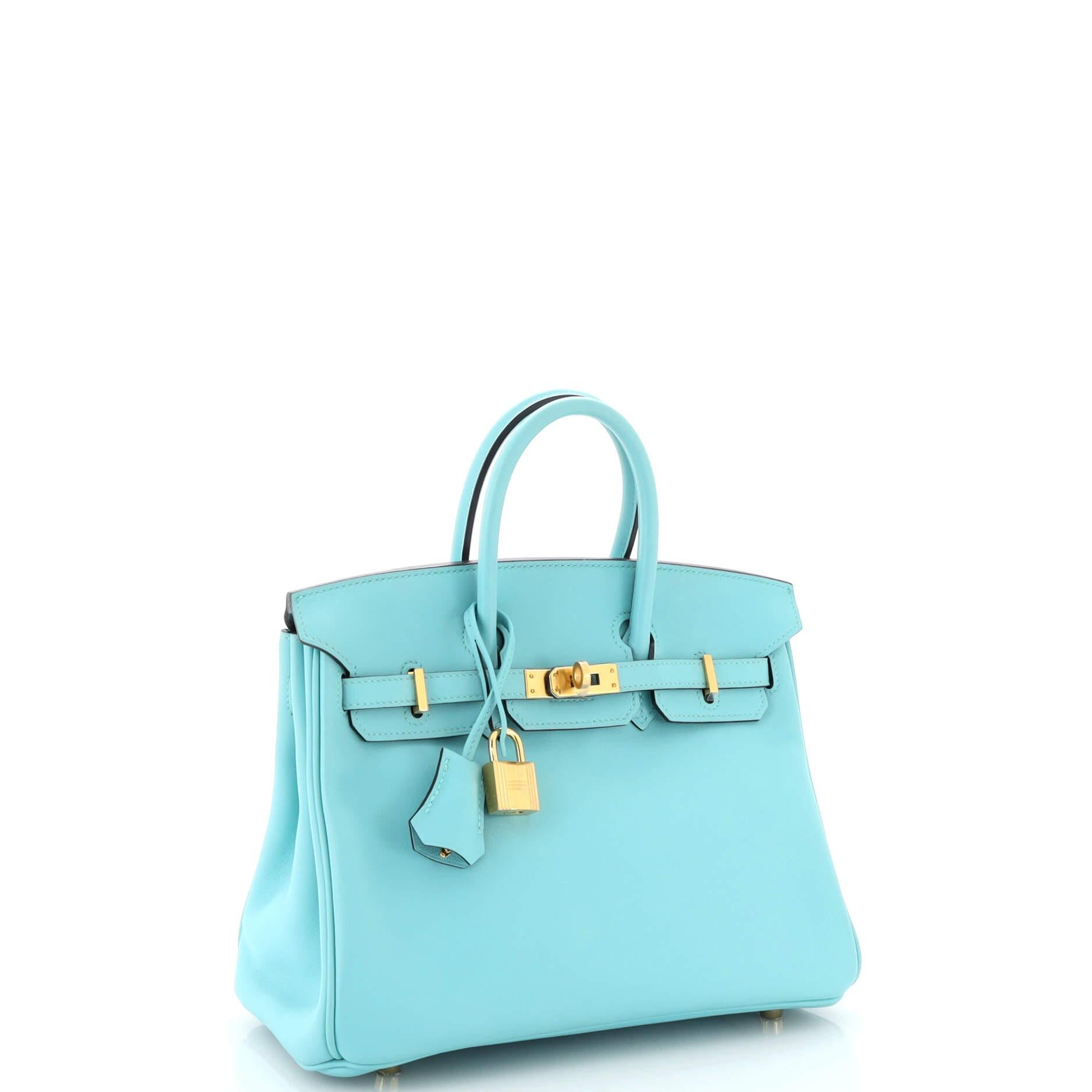 Hermes Birkin Handbag Bleu Atoll Swift with Gold Hardware 25 For Sale ...